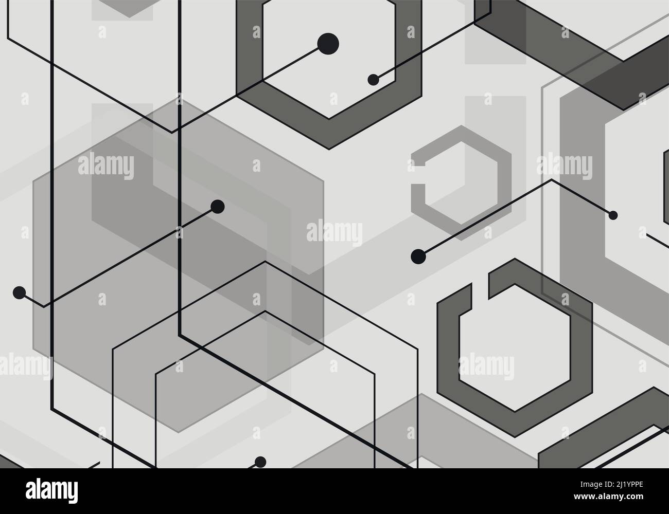 Hexagon geometric design with connect dots and lines Stock Vector Image ...