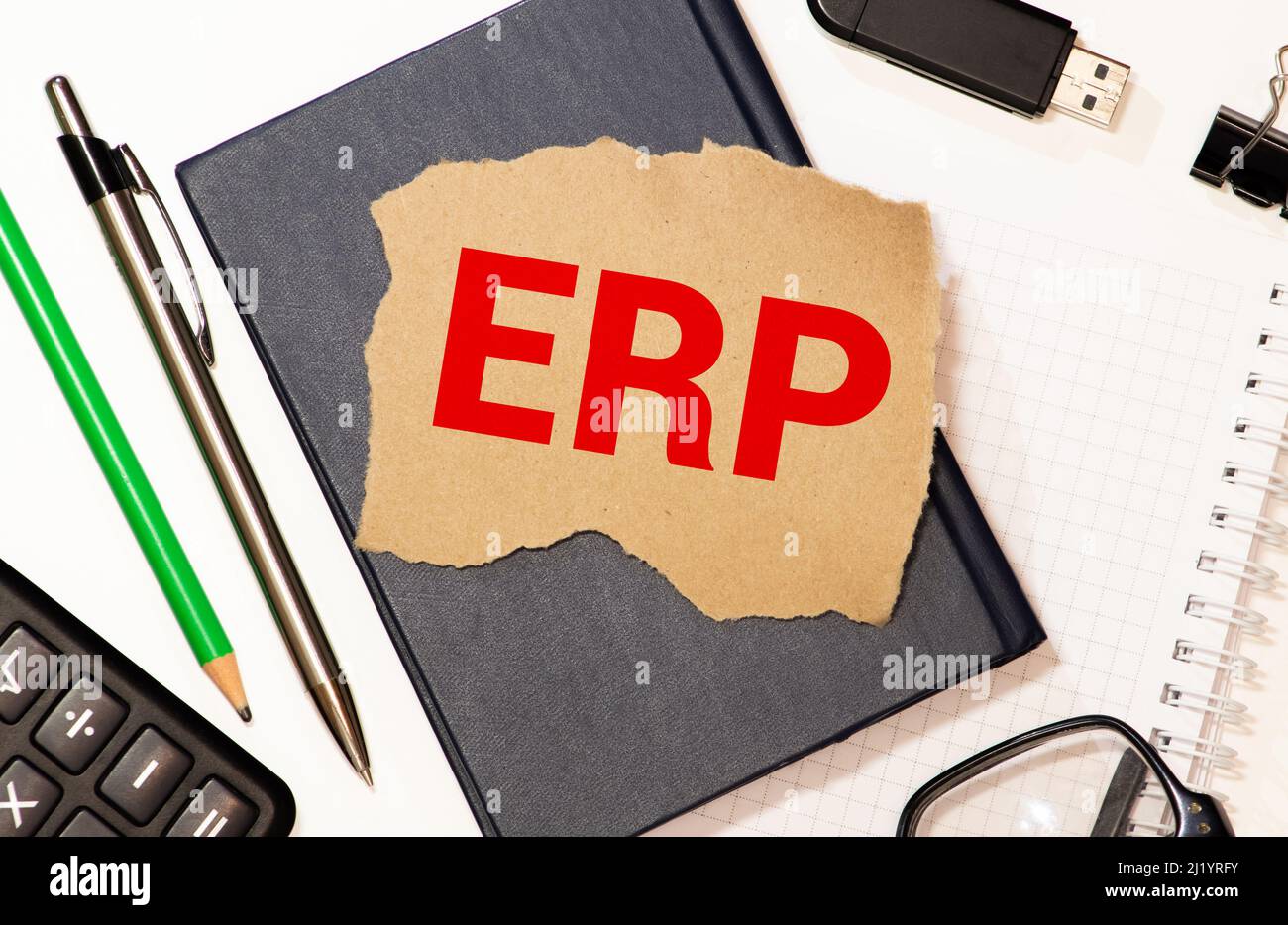 Notebook with Toolls and Notes about ERP,concept Stock Photo - Alamy