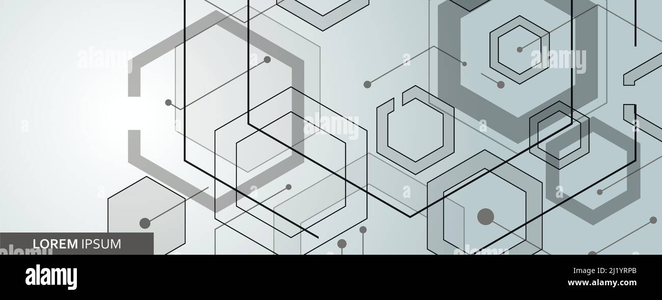Vector connected hexagon banner design. Geometric abstract background ...