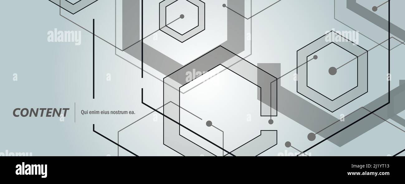 Vector connected hexagon banner design. Geometric abstract background ...