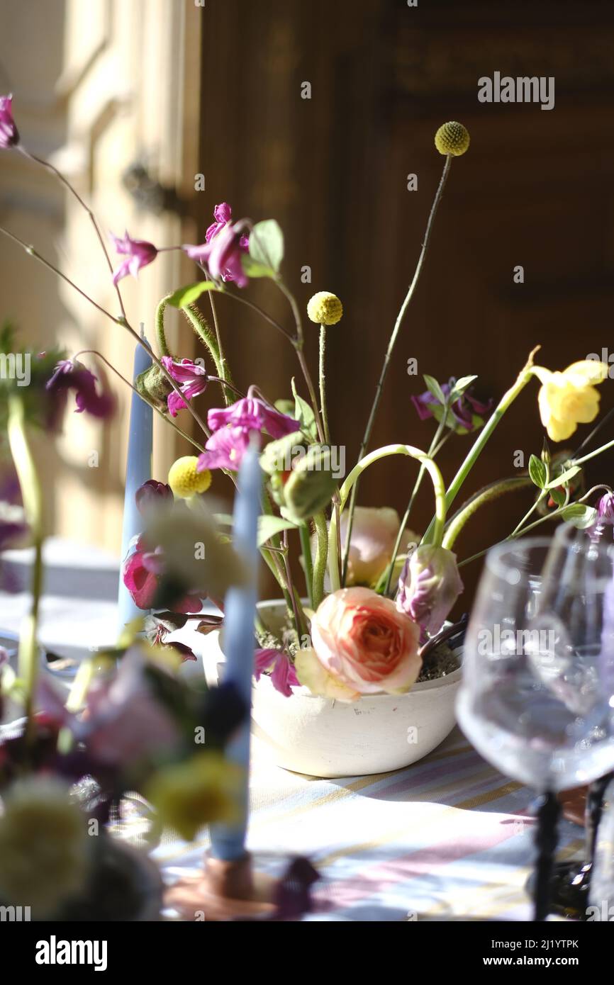 flower arrangement on a table for event Stock Photo - Alamy
