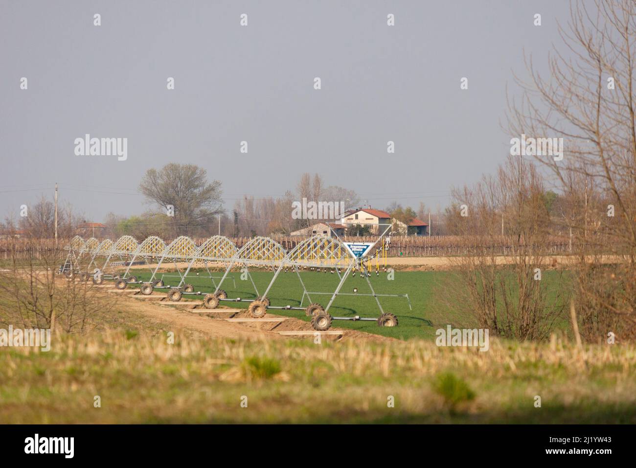 Automatic irrigation system in italian fields - photo Stock Photo - Alamy