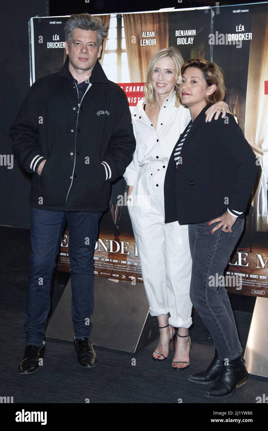 Benjamin Biolay, Lea Drucker and Emma de Caunes attending the Le Monde ...