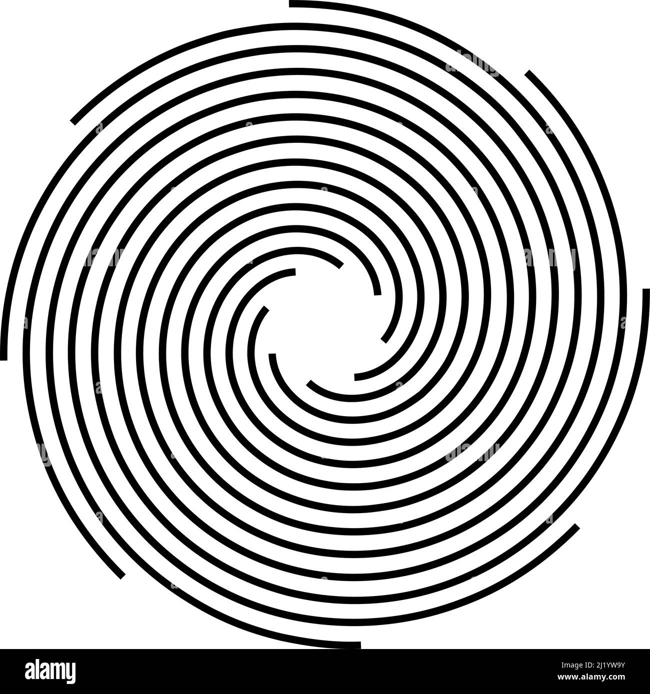 Spiral, swirl, twirl and whirl element. Helix, volute ripple, vortex ...