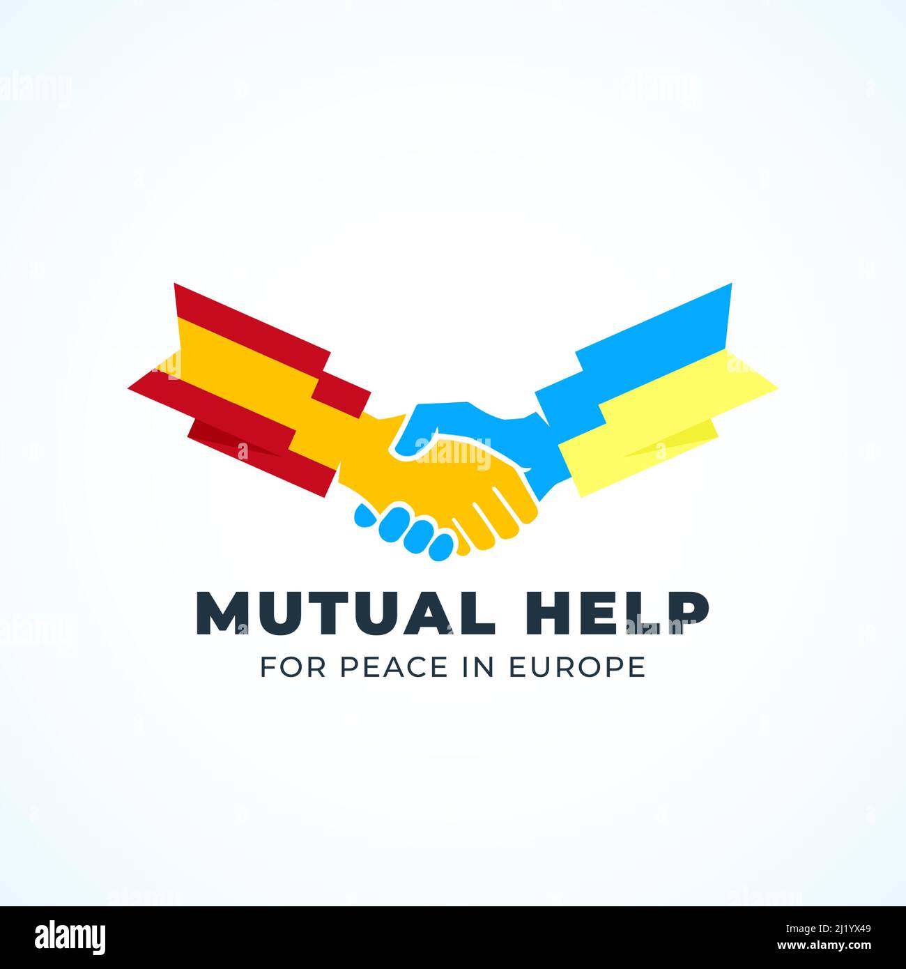 Ukrainian and Spanish friendship mutual help and partnership handshake ...