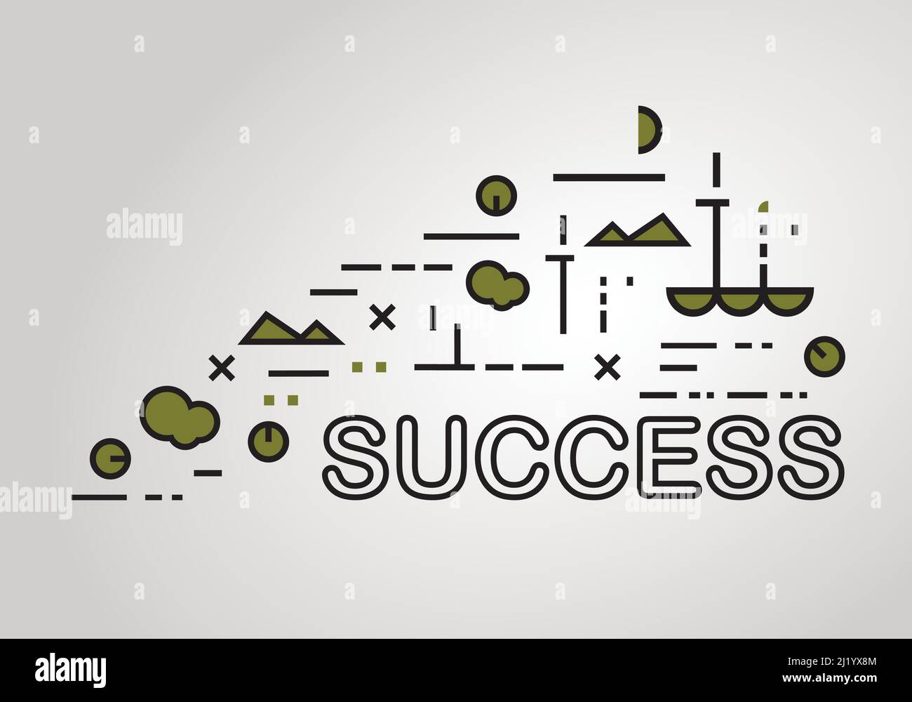 Success. Flat icons on white background and partnership concept Stock ...