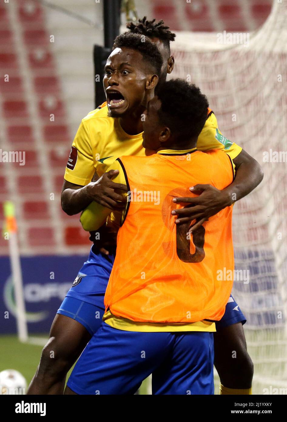DOHA, QATAR - MARCH 27: Raphael Lea'l of Solomon Islands Celebrates ...