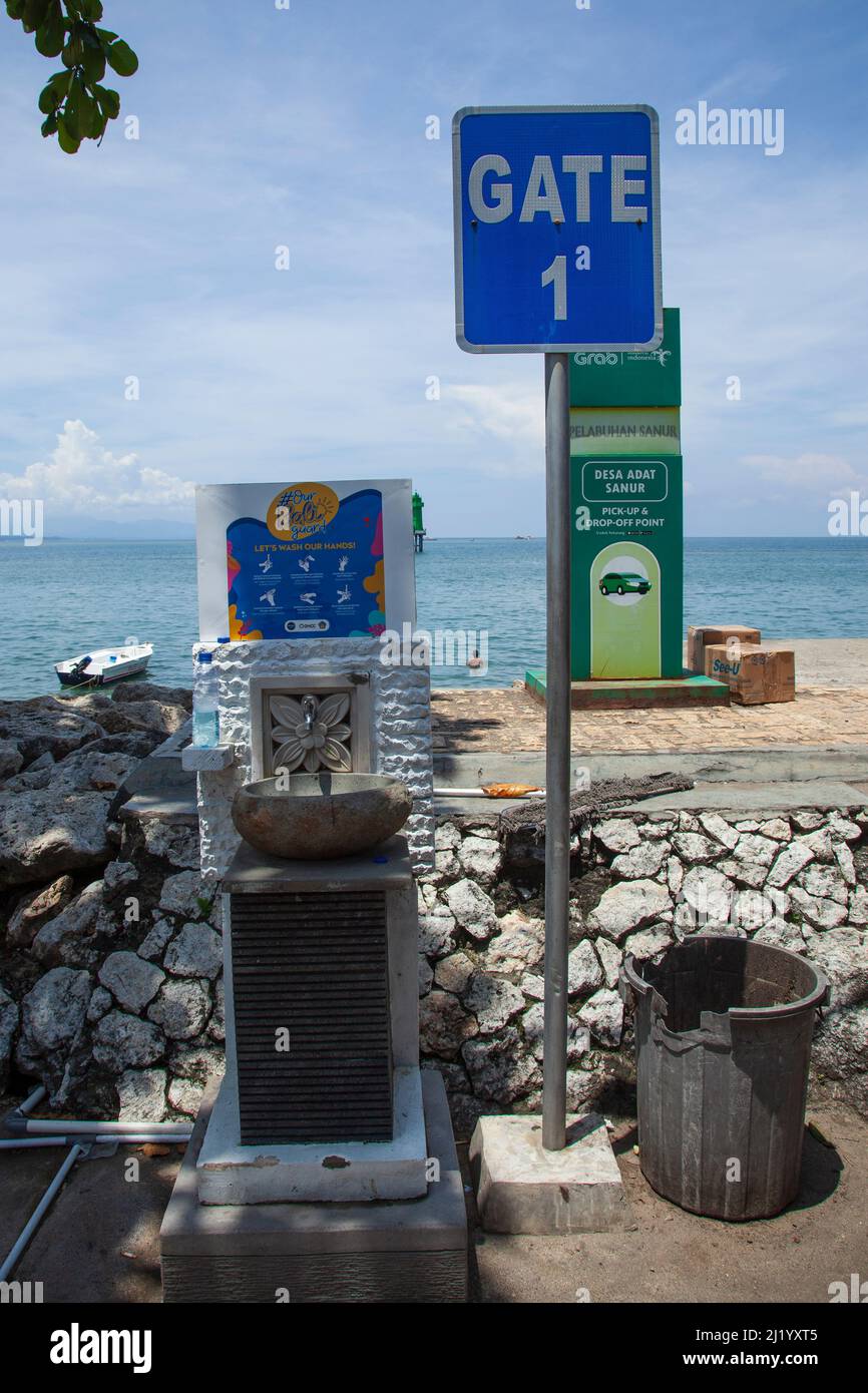 A hand wash basin near Sanur Ferry Ticket Counter in north Sanur, Bali ...