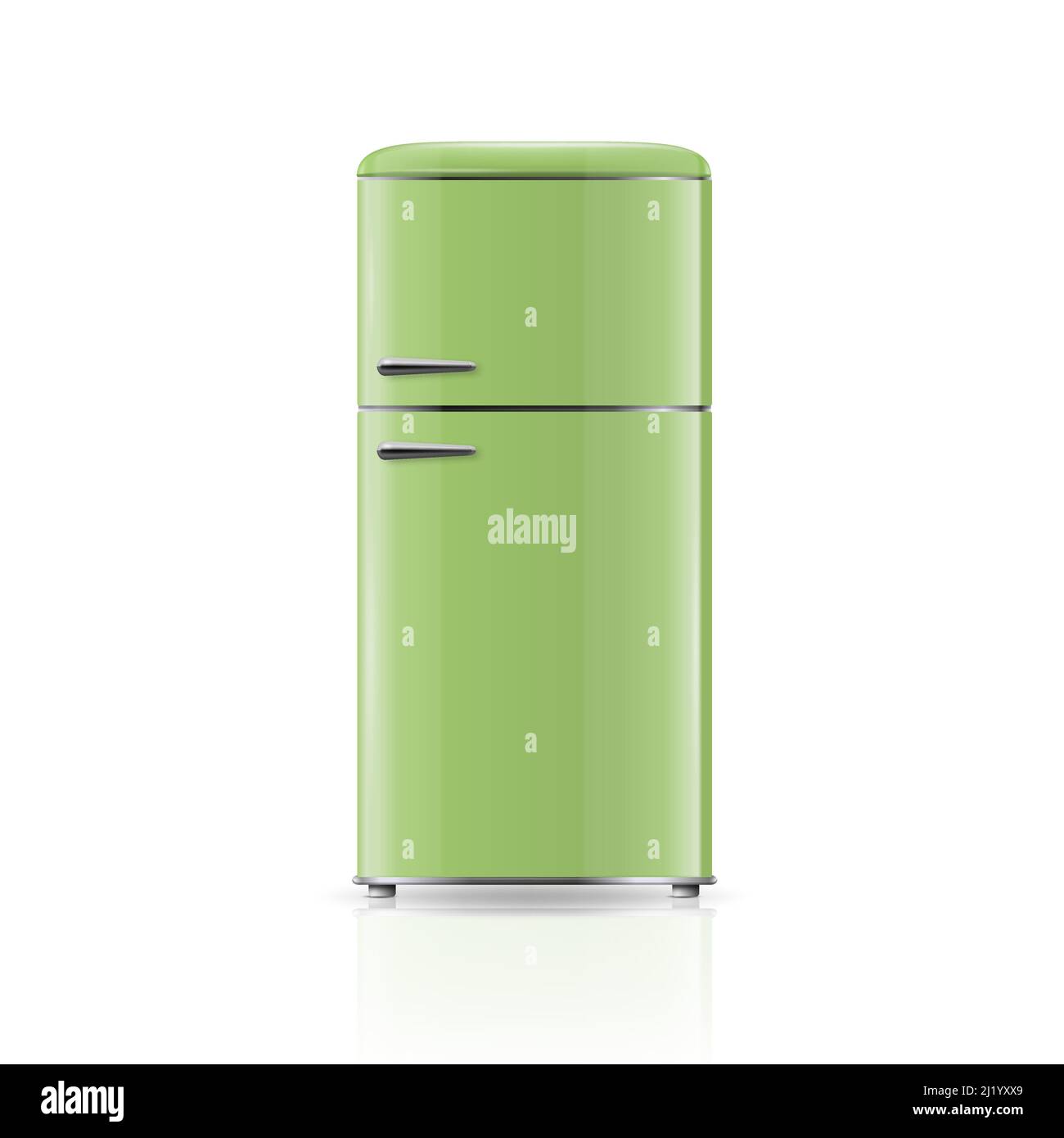 Vector 3d Realistic Green Retro Vintage Fridge Icon Isolated on White ...