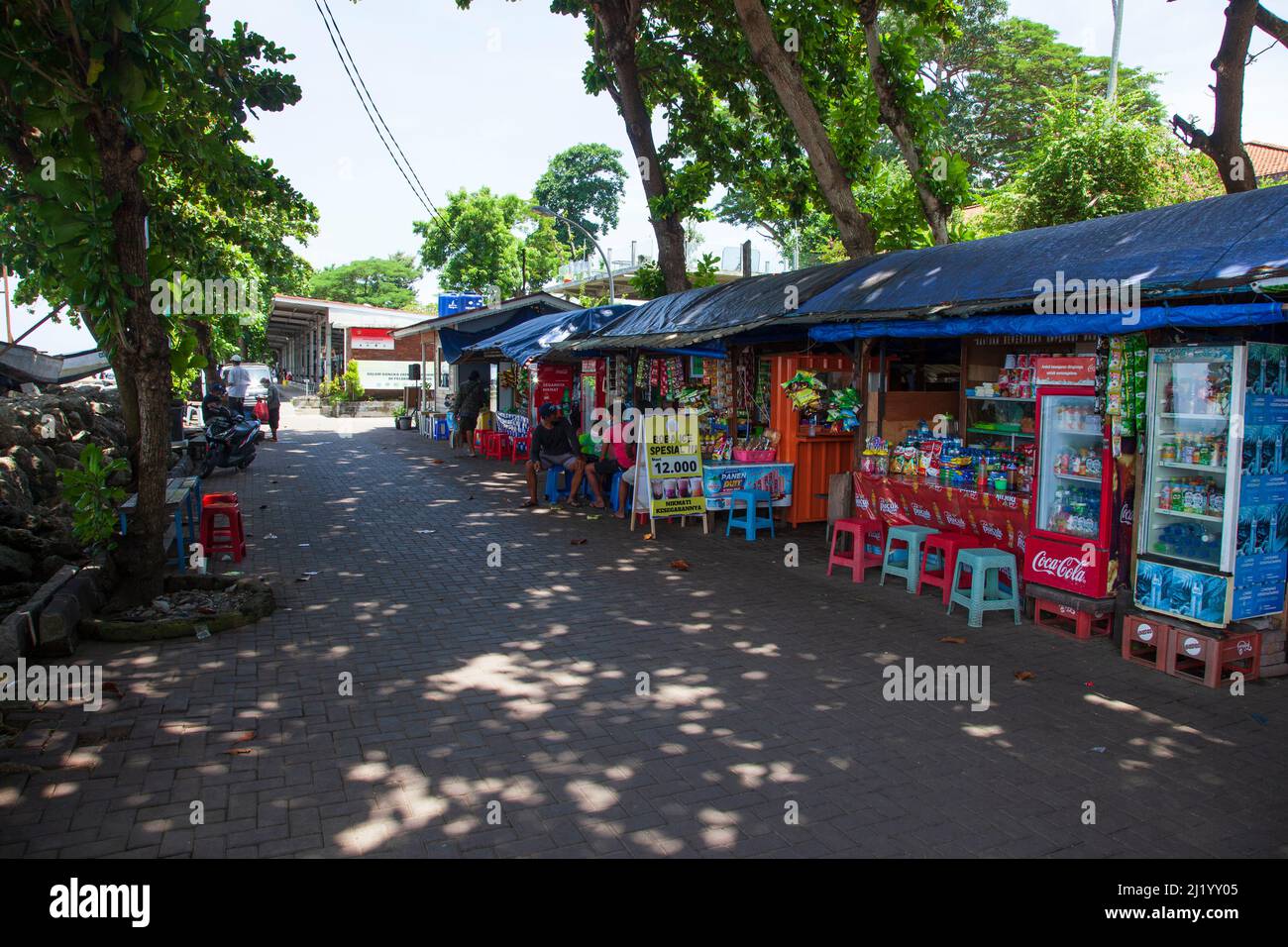 Shops and food & drink stalls in North Sanur near Sanur Port in Bali ...
