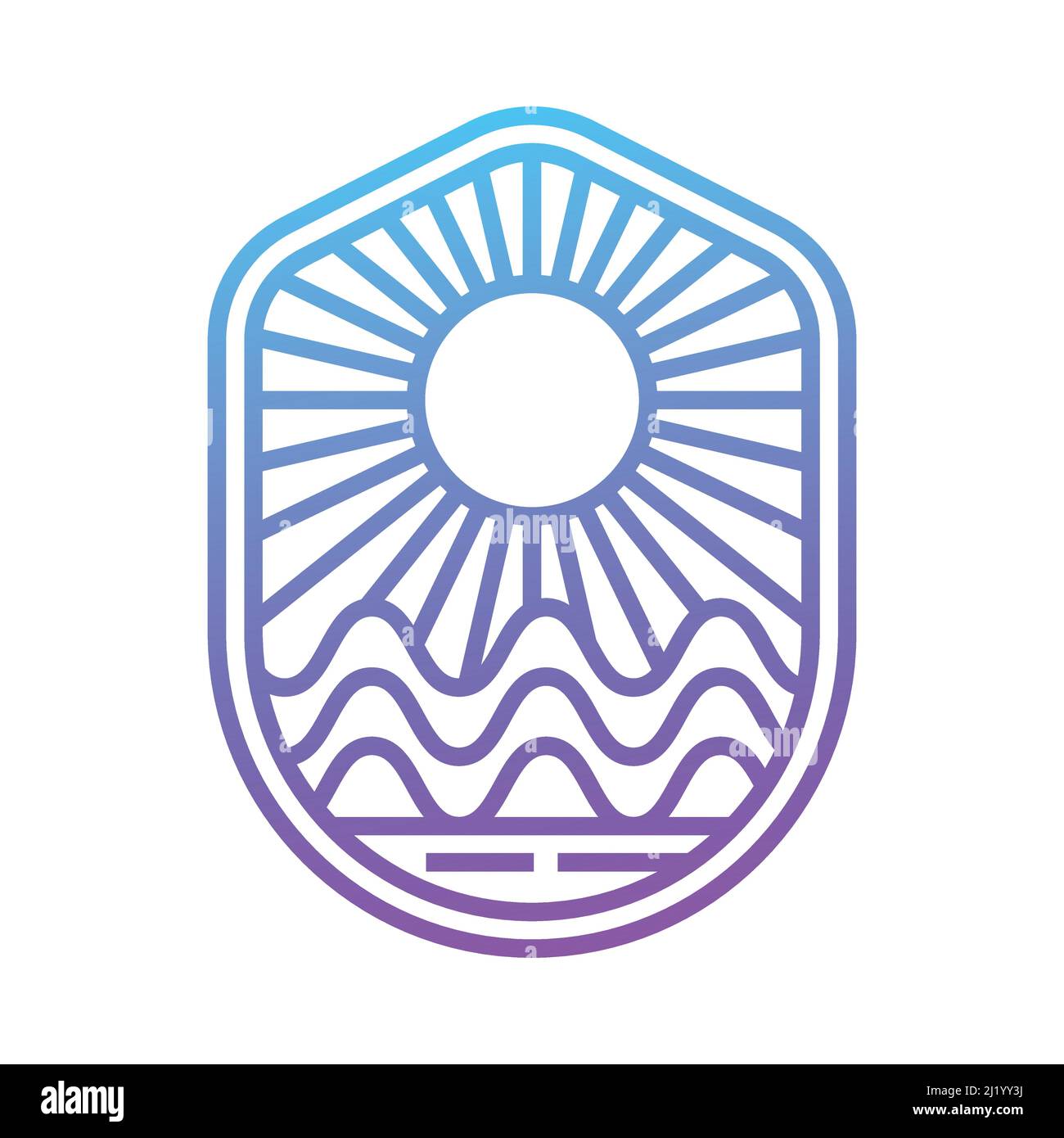 Ocean and beach panoramic landscape. Summer time design artwork ...