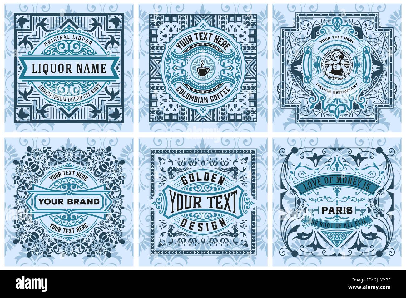 Set of 6 labels. Western style Stock Vector Image & Art - Alamy