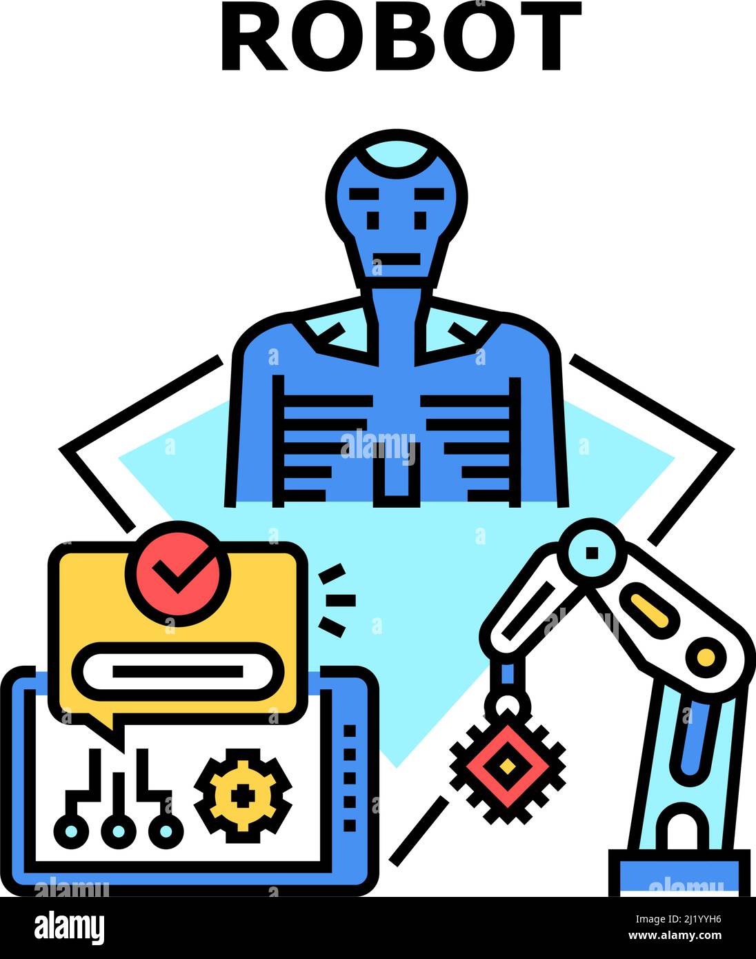 Robot Machine Vector Concept Color Illustration Stock Vector Image ...