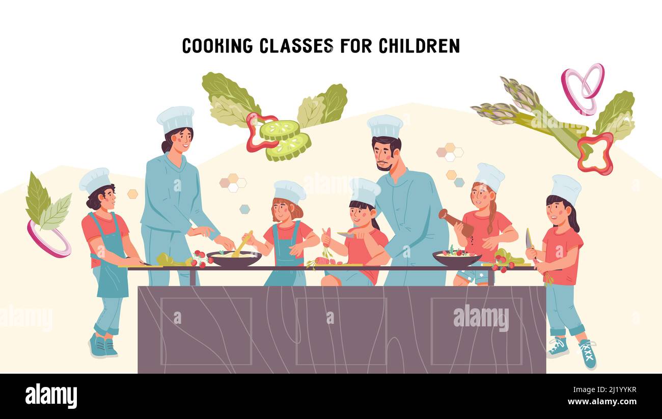 Cooking culinary courses for kids website layout. Web banner with ...