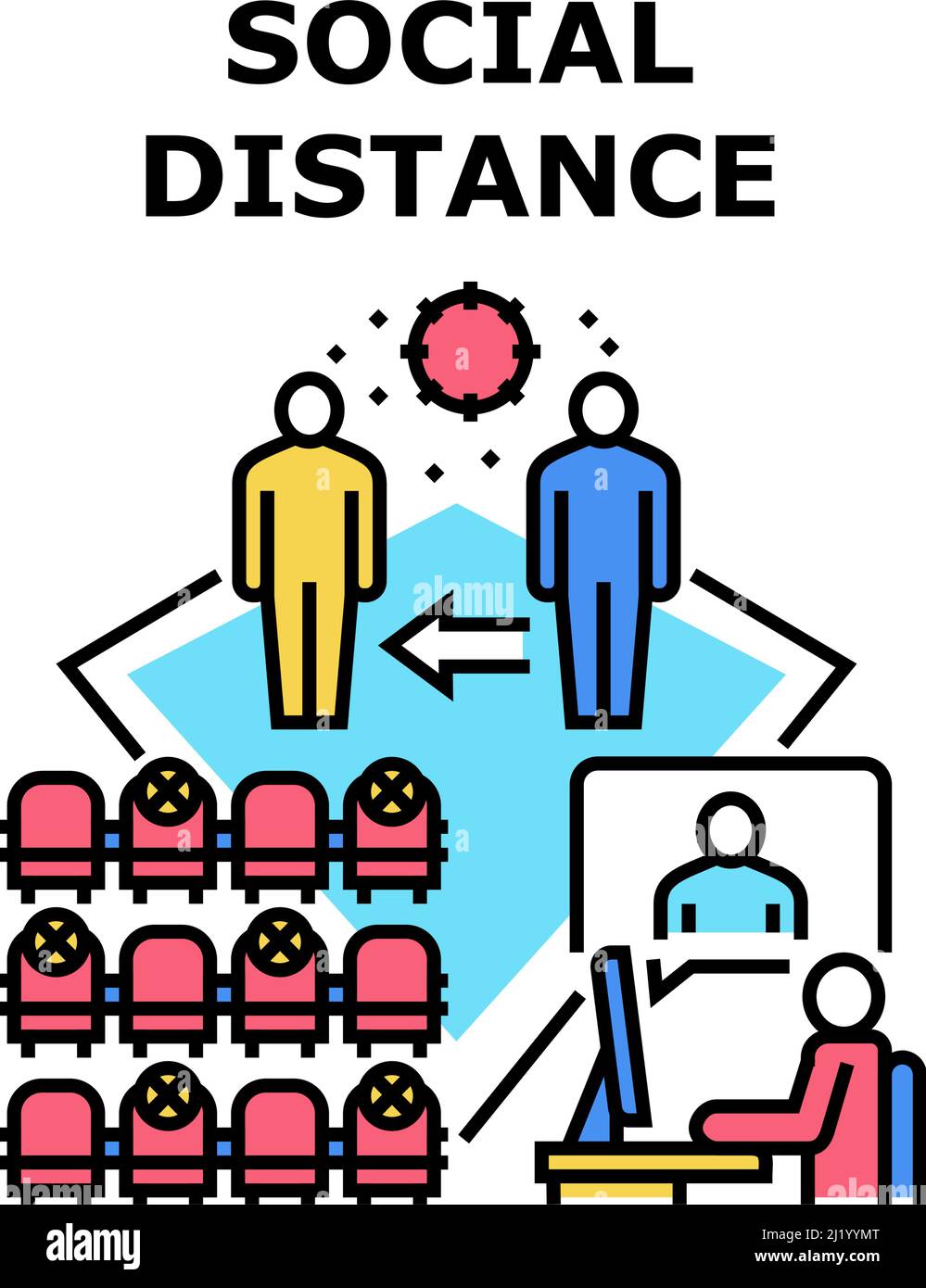 Social Distance Vector Concept Color Illustration Stock Vector Image ...