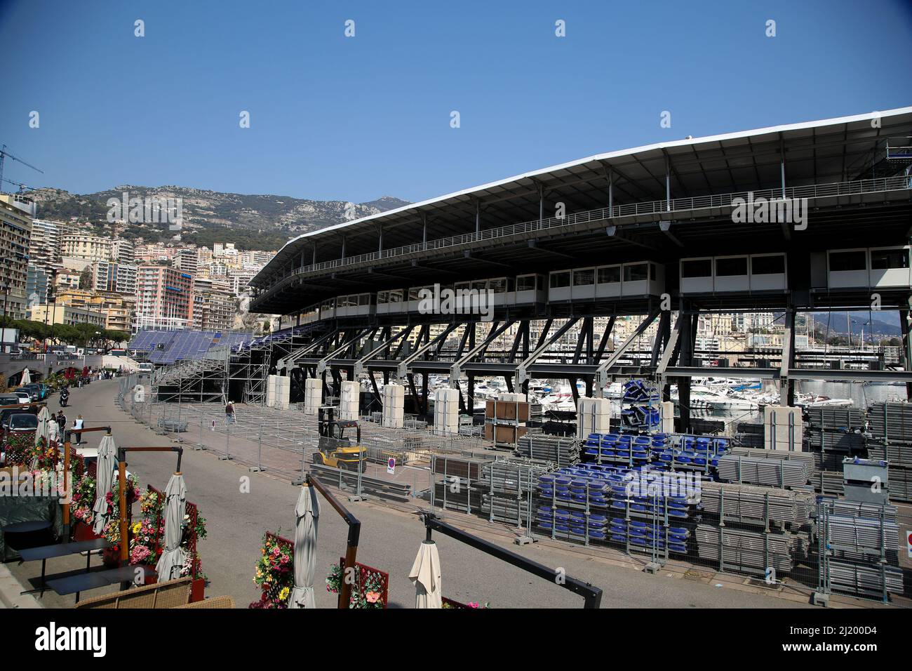 Monte Carlo, Monaco. 28th Mar, 2022. Workers prepare for Monte Carlo ...