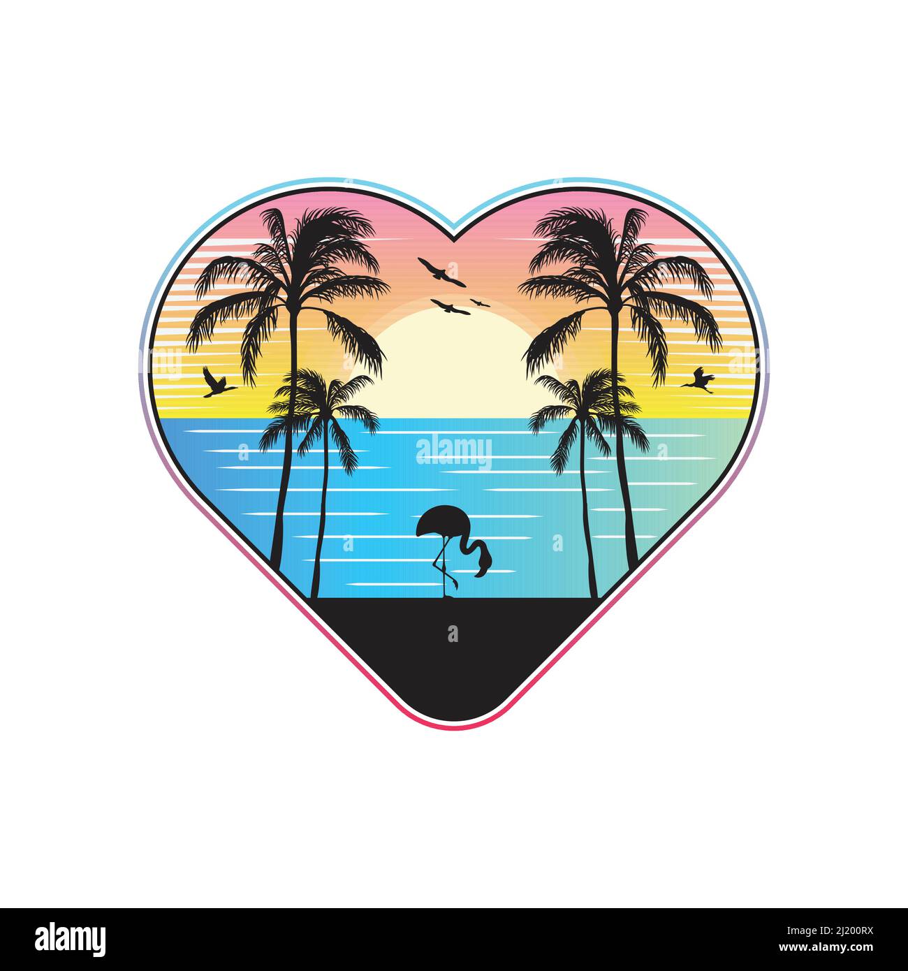 Ocean and beach panoramic landscape. Summer time design artwork ...