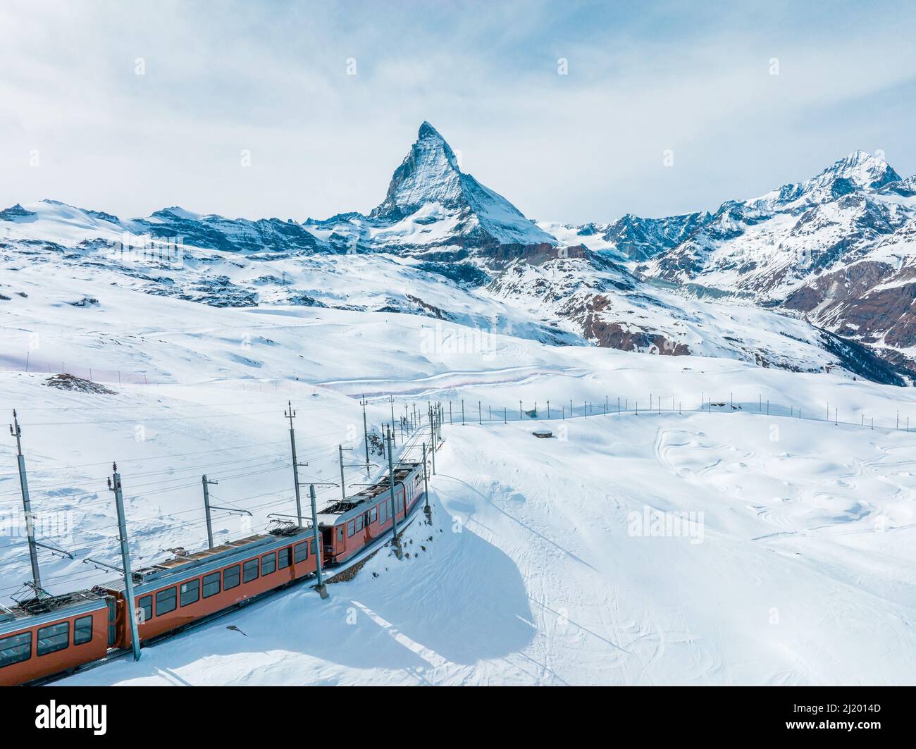 Swiss beauty, rack railway going to Gornergrat train station Stock ...