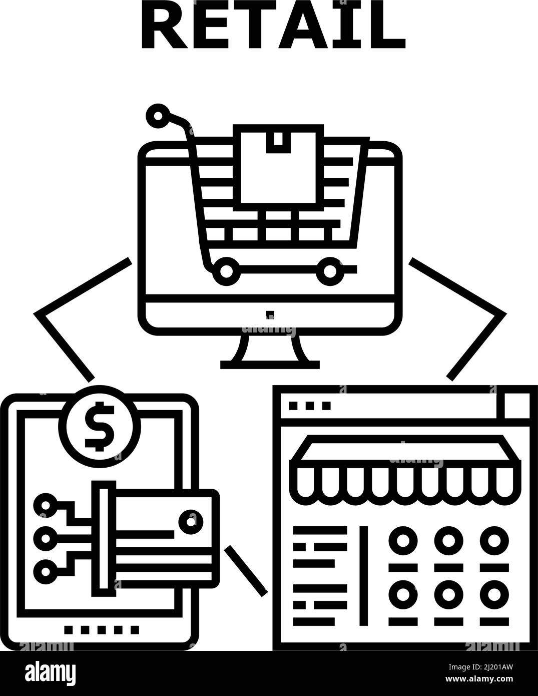 Retail Tech Vector Concept Black Illustration Stock Vector Image & Art ...