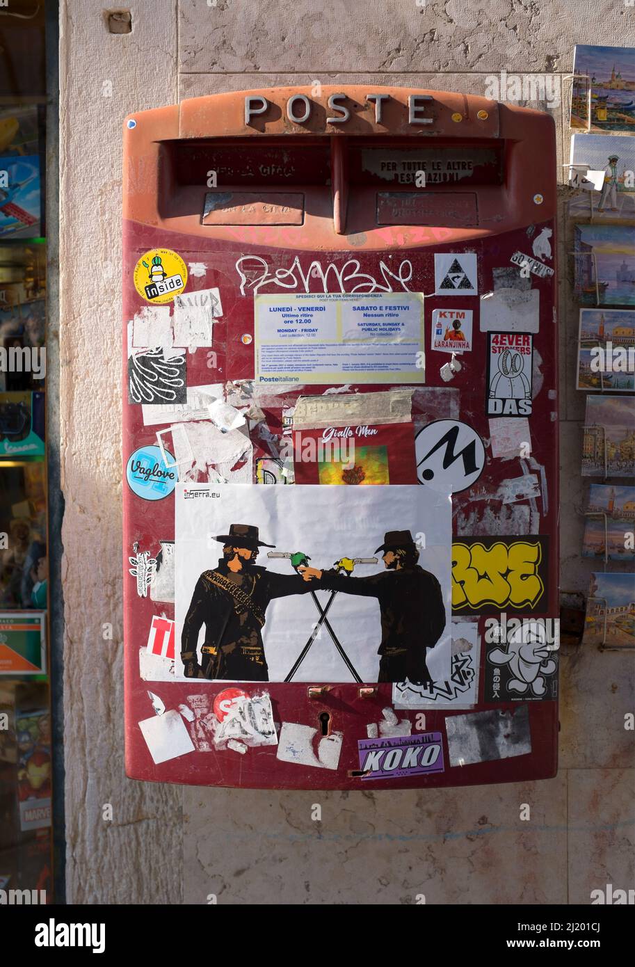 Sticker Covered Mail Box Venice Italy Stock Photo - Alamy