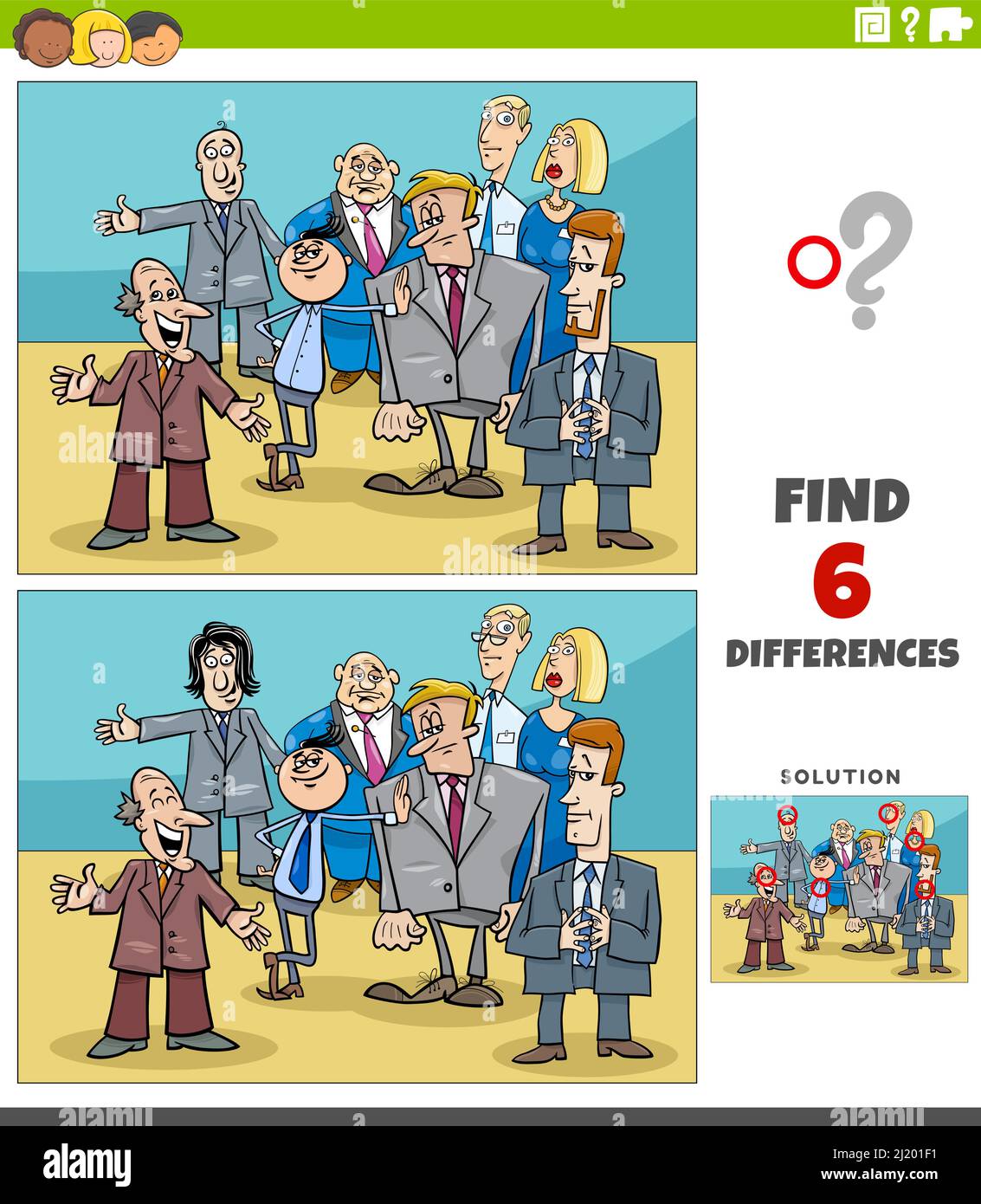 Cartoon illustration of finding the differences between pictures ...