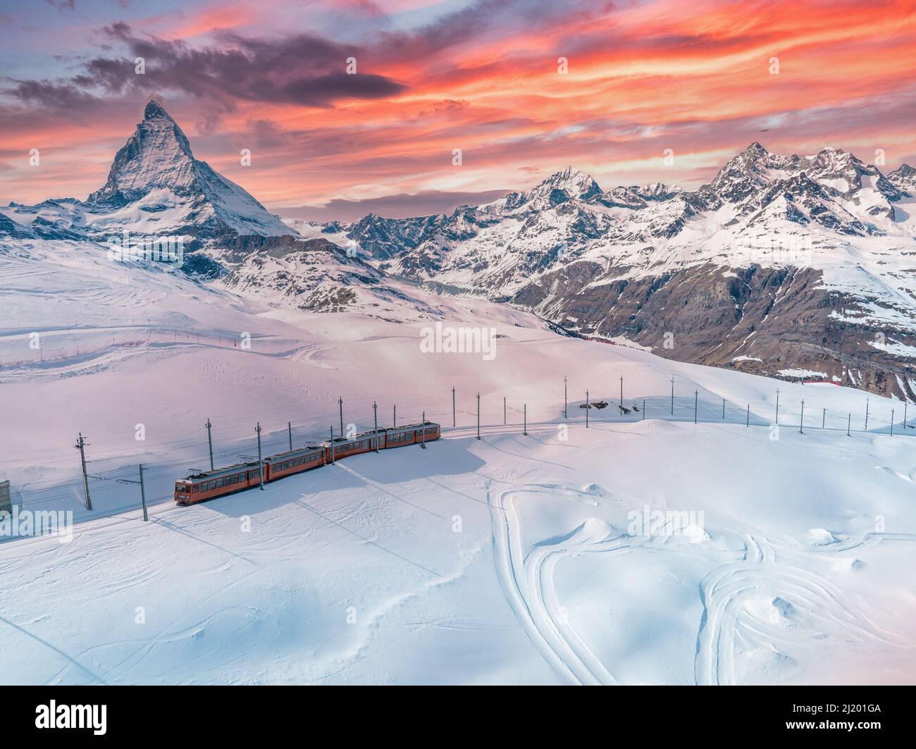 Swiss beauty, rack railway going to Gornergrat train station Stock ...