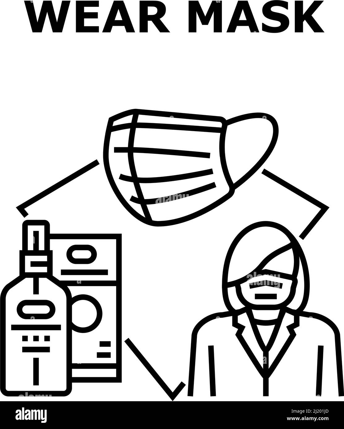 Wearing Mask Vector Concept Black Illustration Stock Vector Image & Art ...