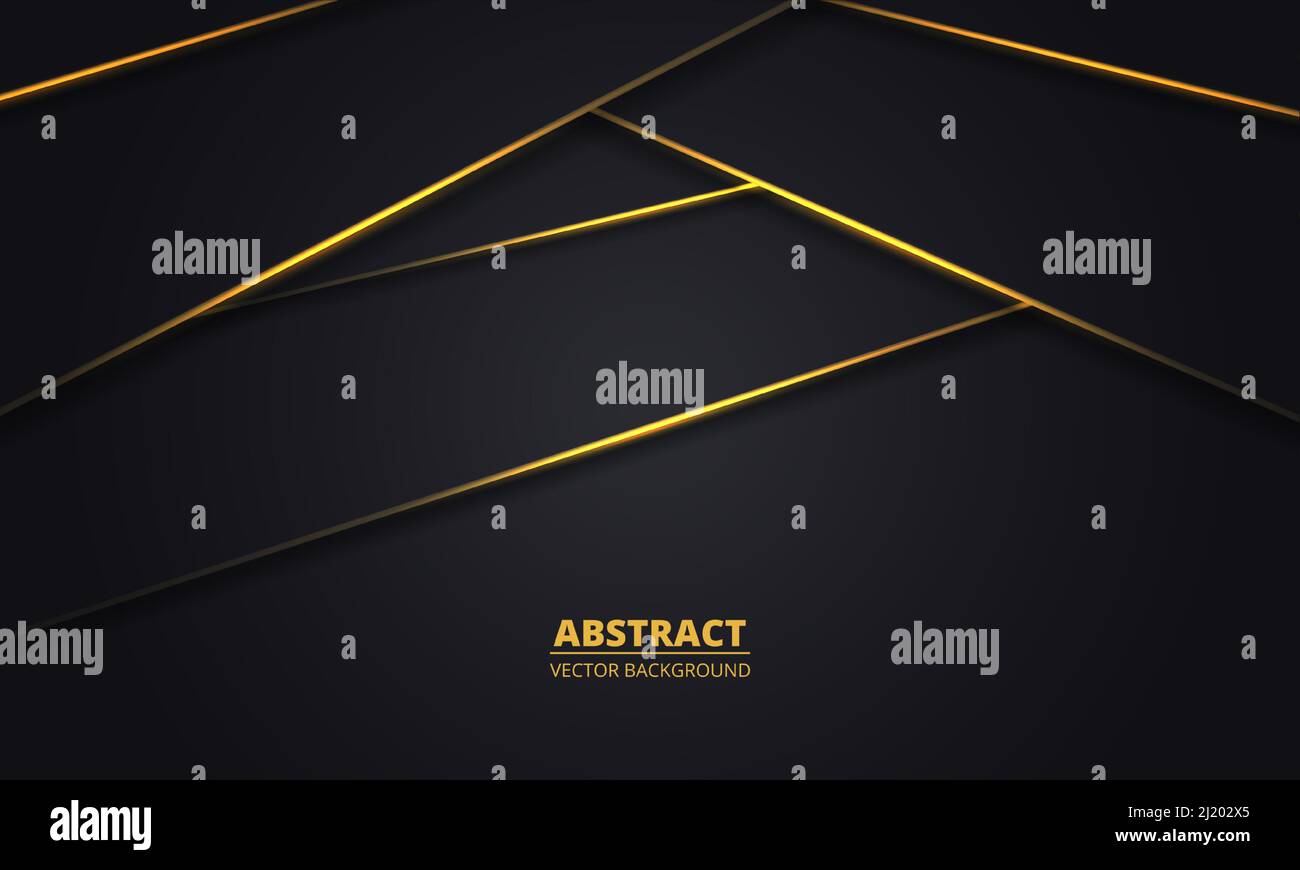 Yellow neon luminous lines and highlights on dark gray tech background ...