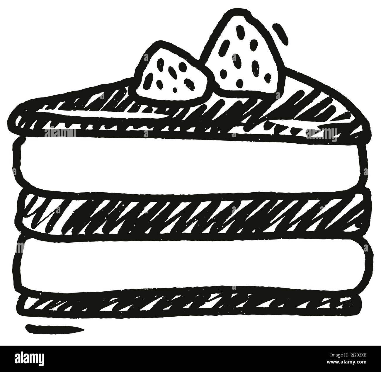Slice cake doole sketch on white background. Hand drawn Vector illustration Stock Vector Image ...