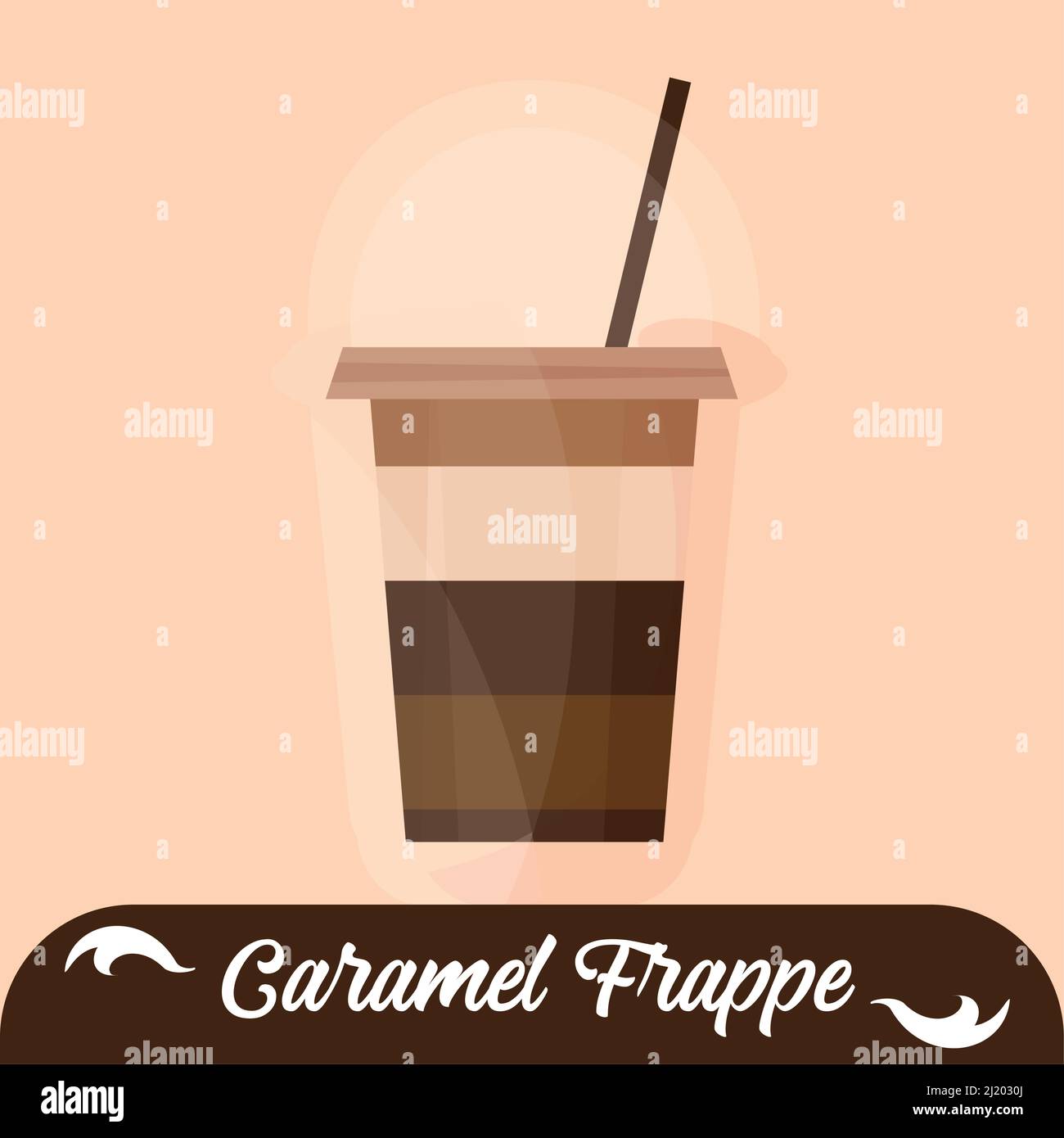 Isolated cold caramel frappe coffee drink Vector Stock Vector Image ...