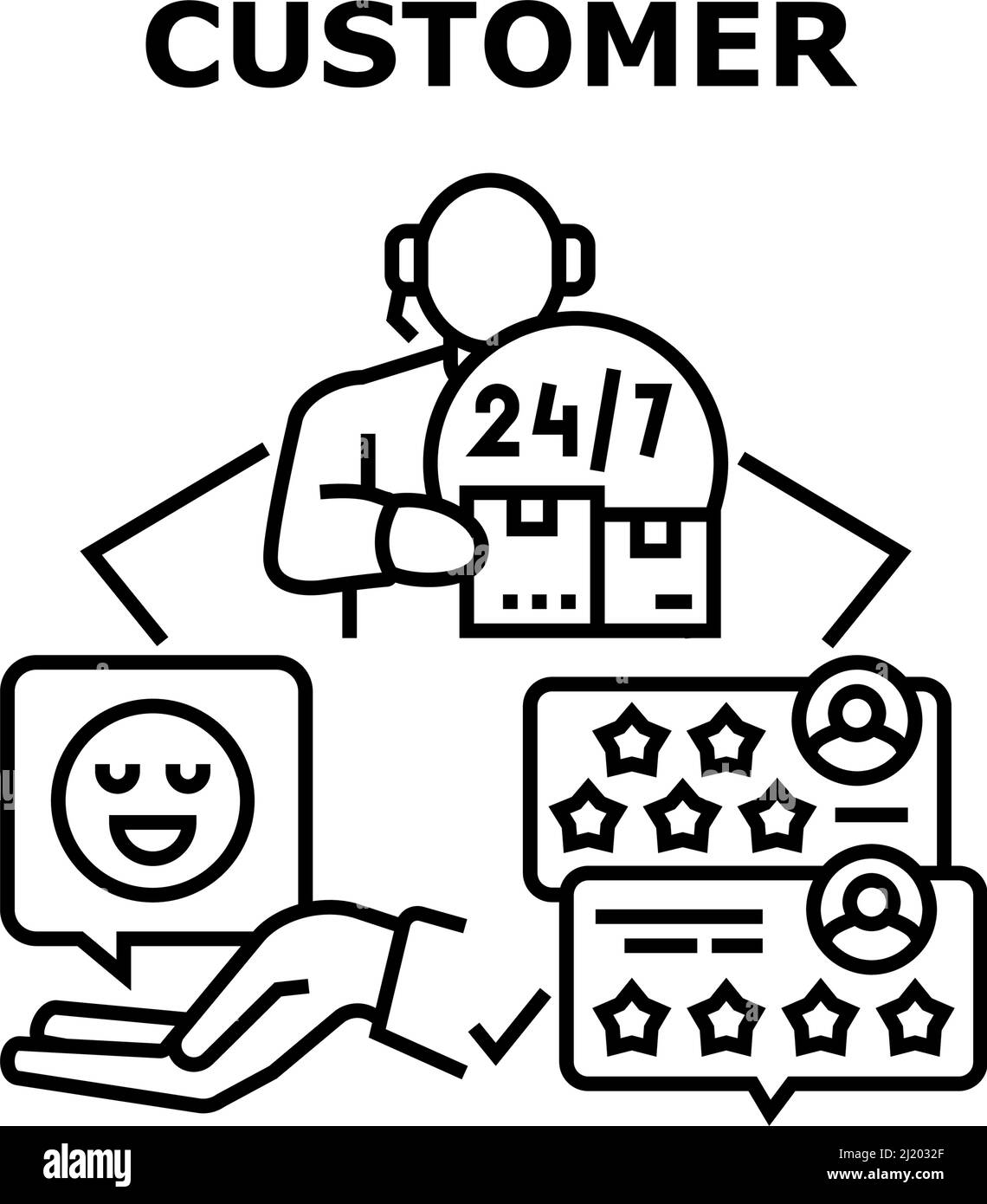 Customer Help Vector Concept Black Illustration Stock Vector Image ...