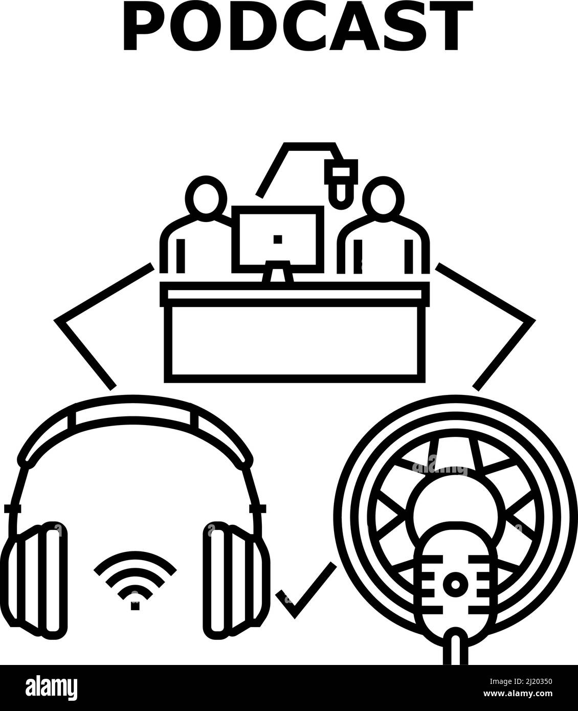 Podcast Radio Vector Concept Black Illustration Stock Vector Image ...