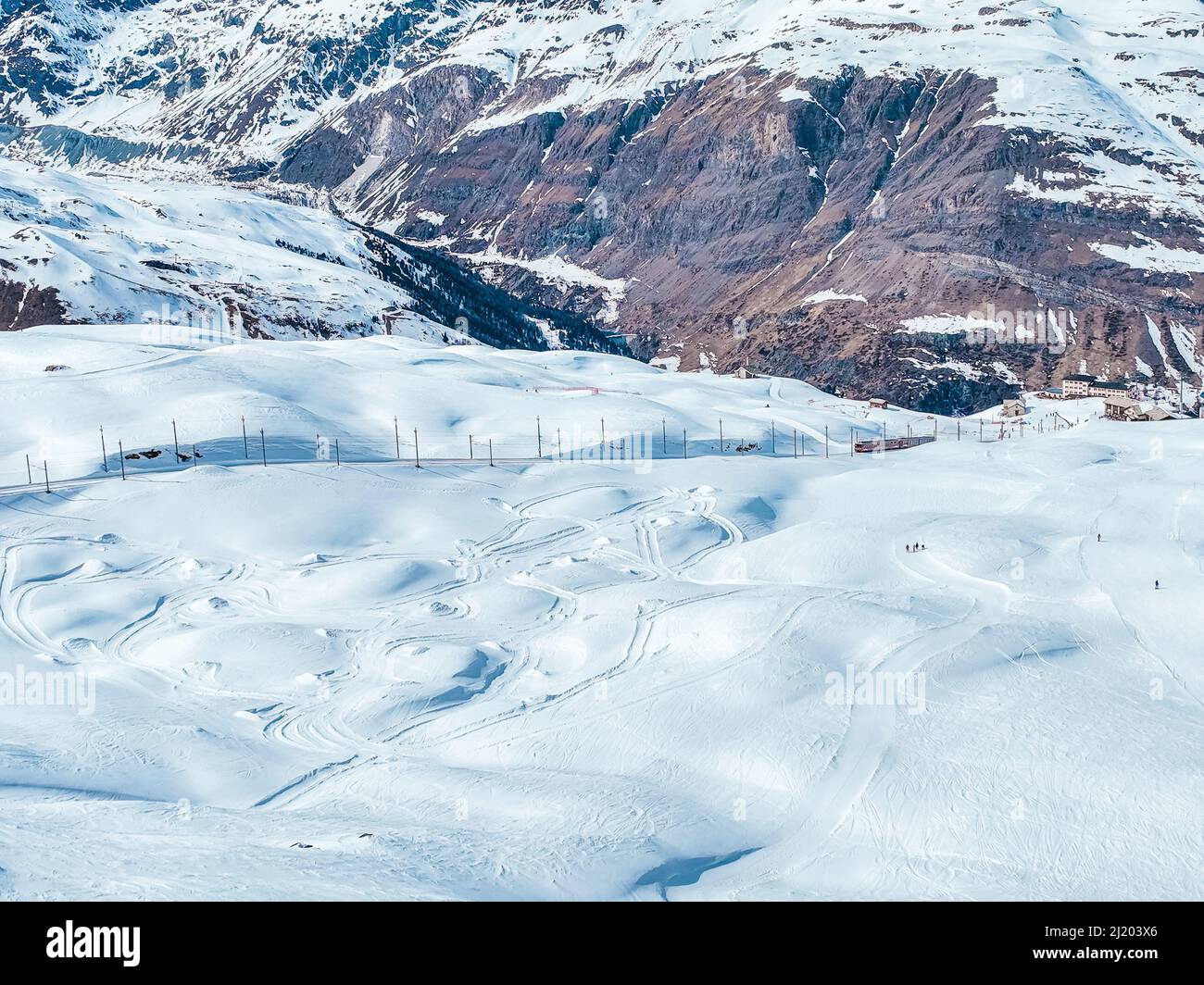 Aerial View on Zermatt Valley and Matterhorn Peak Stock Photo - Alamy