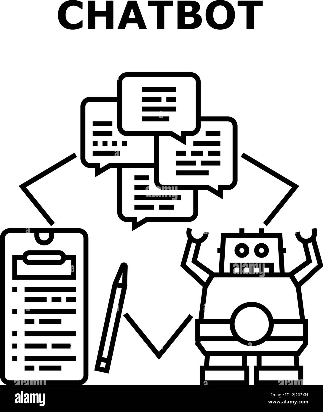 Mobile phone with chatbot application Black and White Stock Photos ...