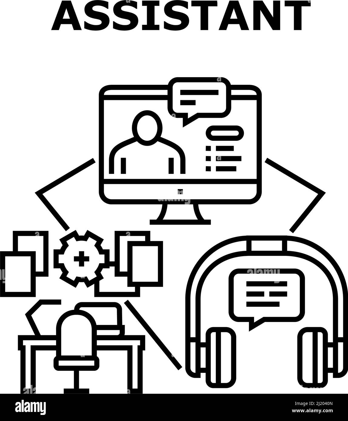 Assistant Work Vector Concept Black Illustration Stock Vector Image ...