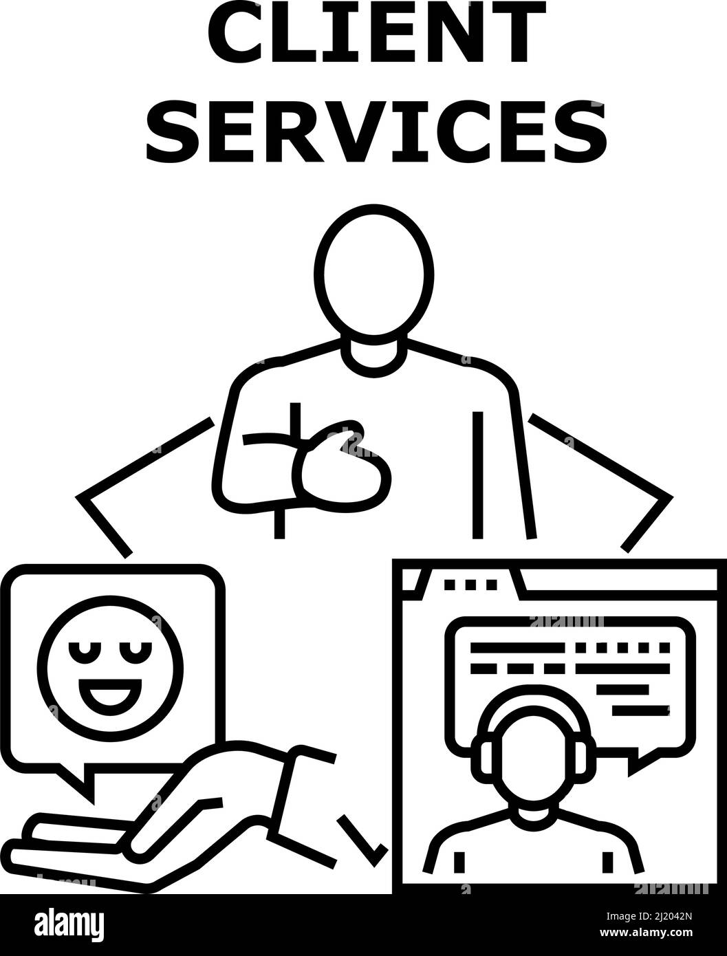 Client Services Vector Concept Black Illustration Stock Vector Image ...