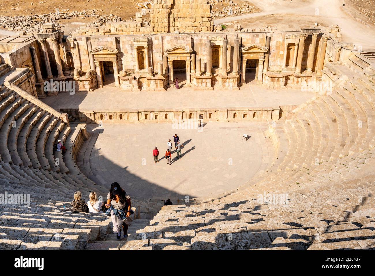 The South Theatre At The Roman Ruins Of Jerash, Jerash, Jordan Stock ...