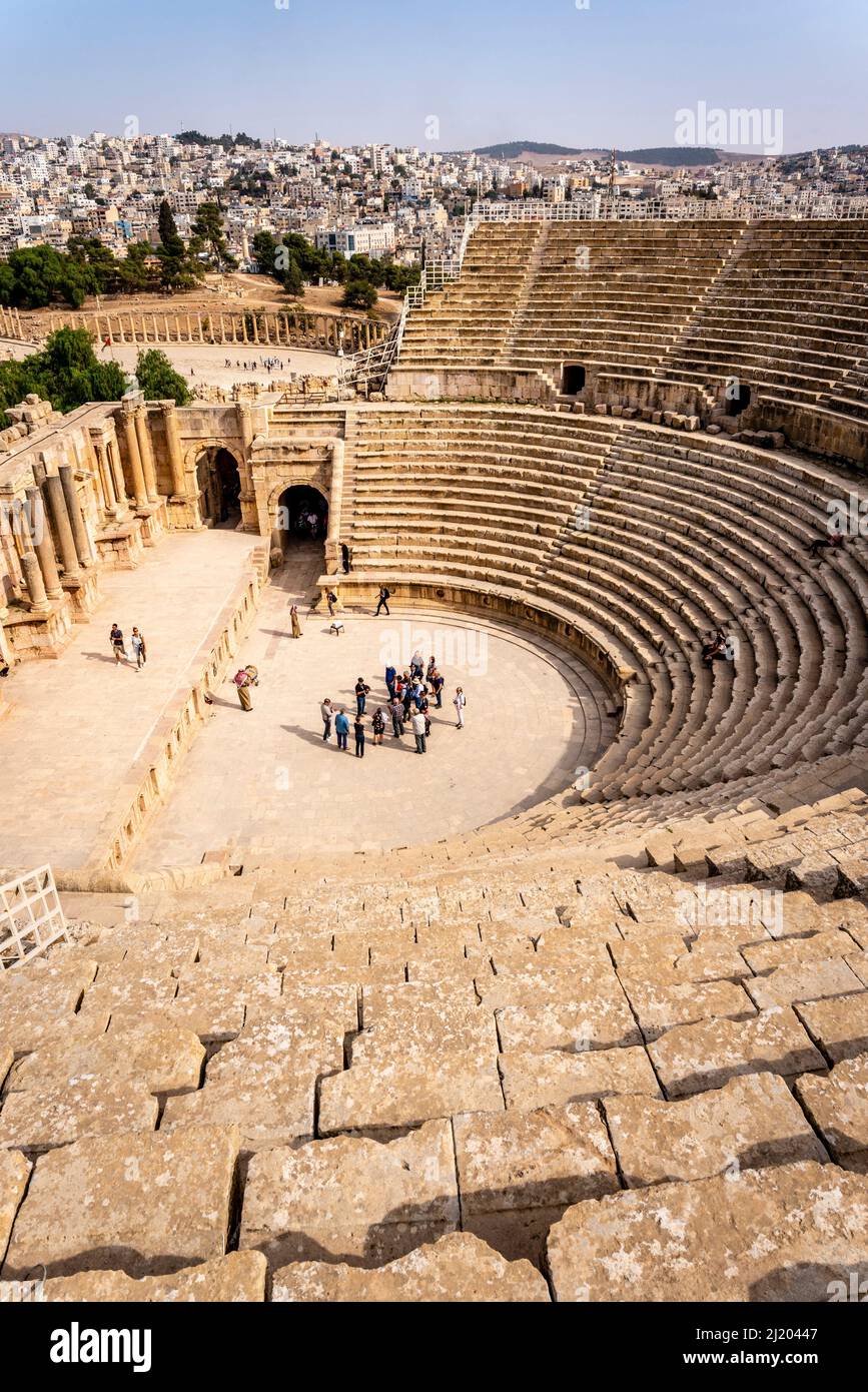 The South Theatre At The Roman Ruins Of Jerash, Jerash, Jordan Stock ...