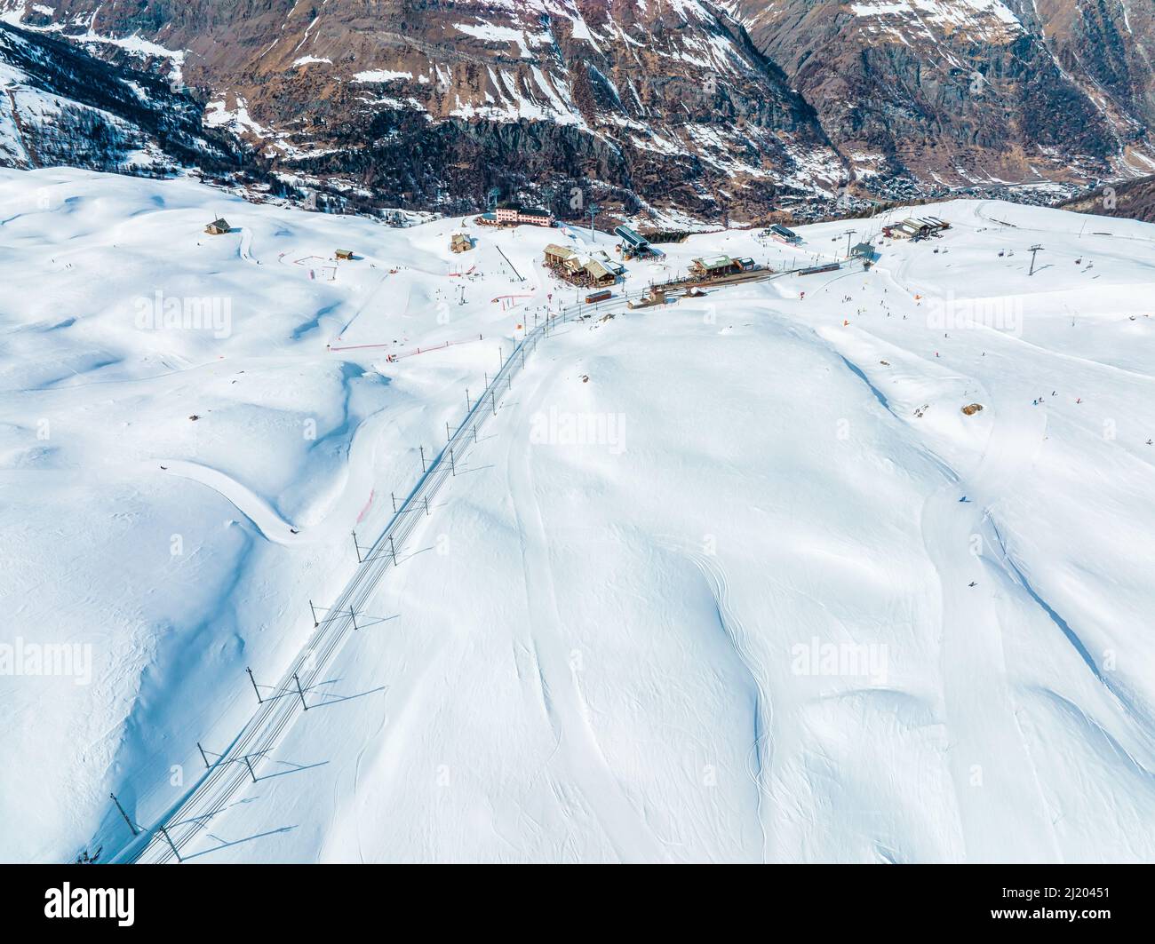 Aerial View on Zermatt Valley and Matterhorn Peak Stock Photo - Alamy