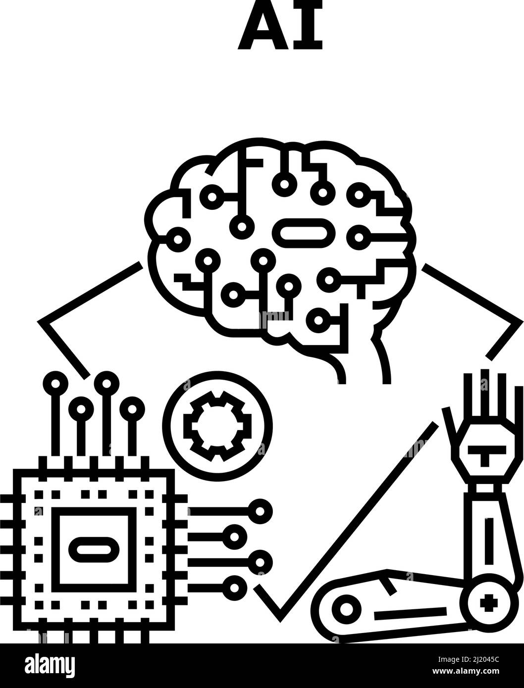 Ai Technology Vector Concept Black Illustration Stock Vector Image ...