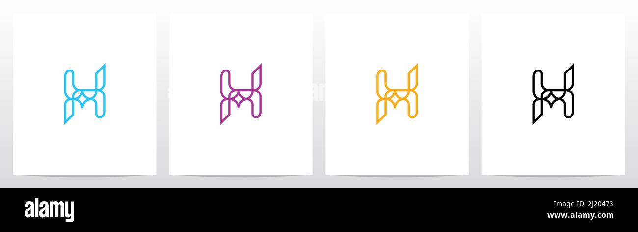 Outline Letter With Sparkling Star Logo Design X Stock Vector Image ...