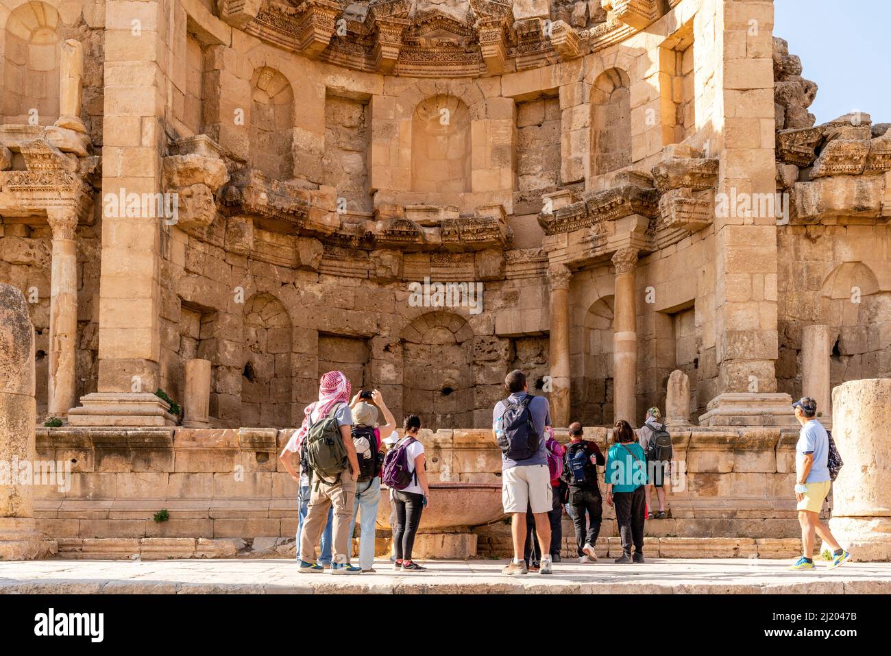 The Nymphaeum At The Roman Ruins Of Jerash, Jerash, Jordan Stock Photo ...