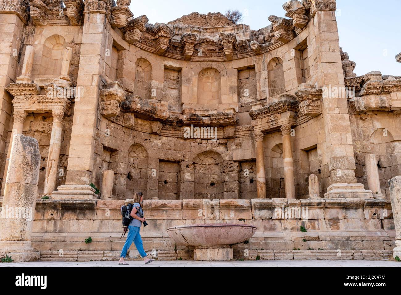 The Nymphaeum At The Roman Ruins Of Jerash, Jerash, Jordan Stock Photo ...
