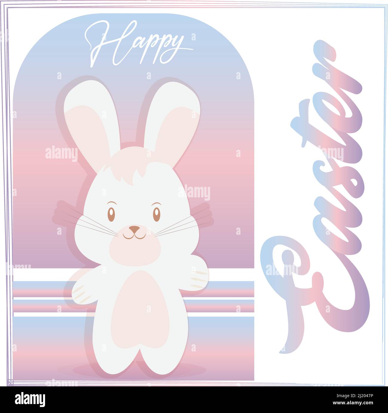 Funny cartoon of a rabbit Happy easter card Vector Stock Vector Image ...