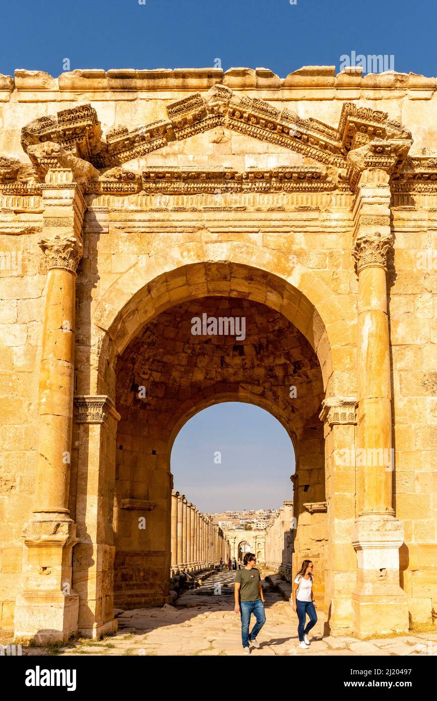 The Northern Tetrapylon At The Roman Ruins Of Jerash, Jerash, Jordan ...
