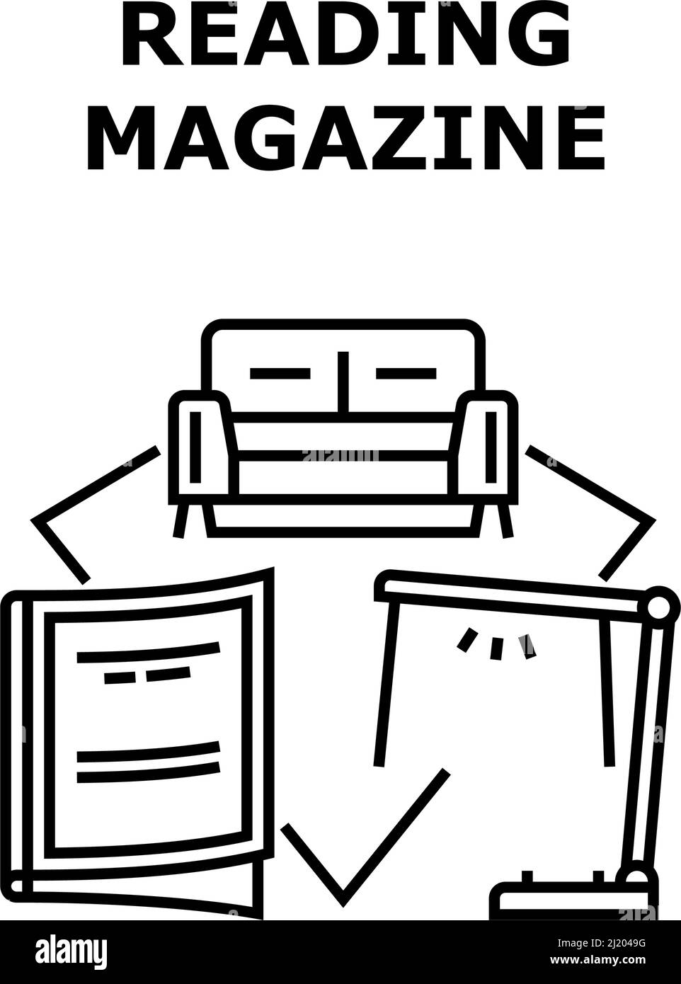 Reading Magazine Vector Concept Black Illustration Stock Vector Image