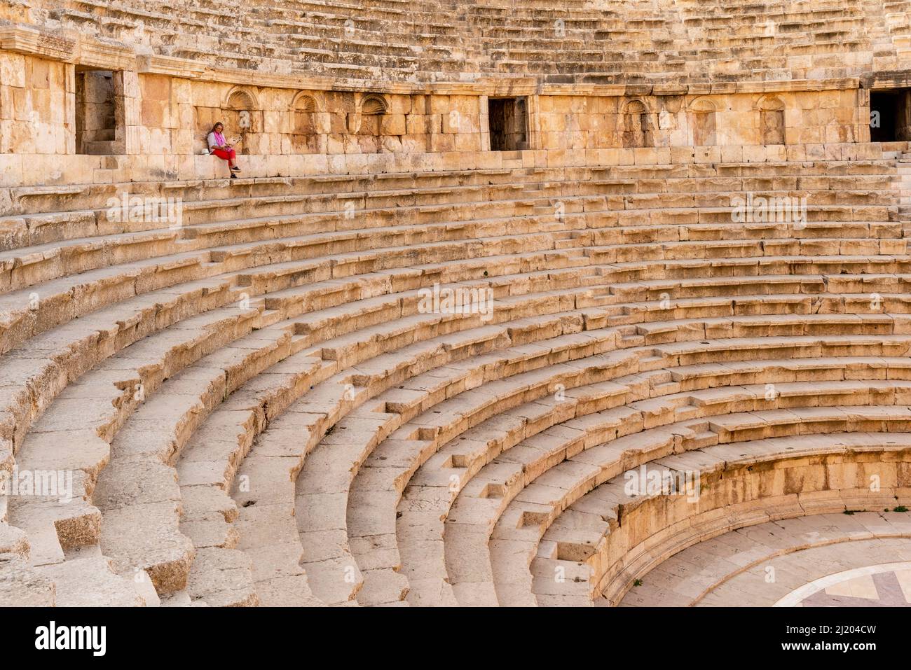 The Northern Theatre At The Roman Ruins Of Jerash, Jerash, Jordan Stock ...