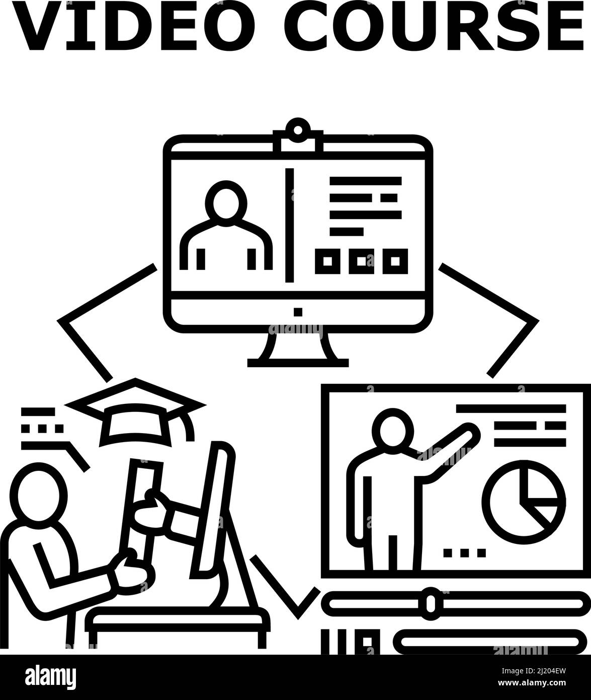 Video Course Vector Concept Black Illustration Stock Vector Image & Art ...