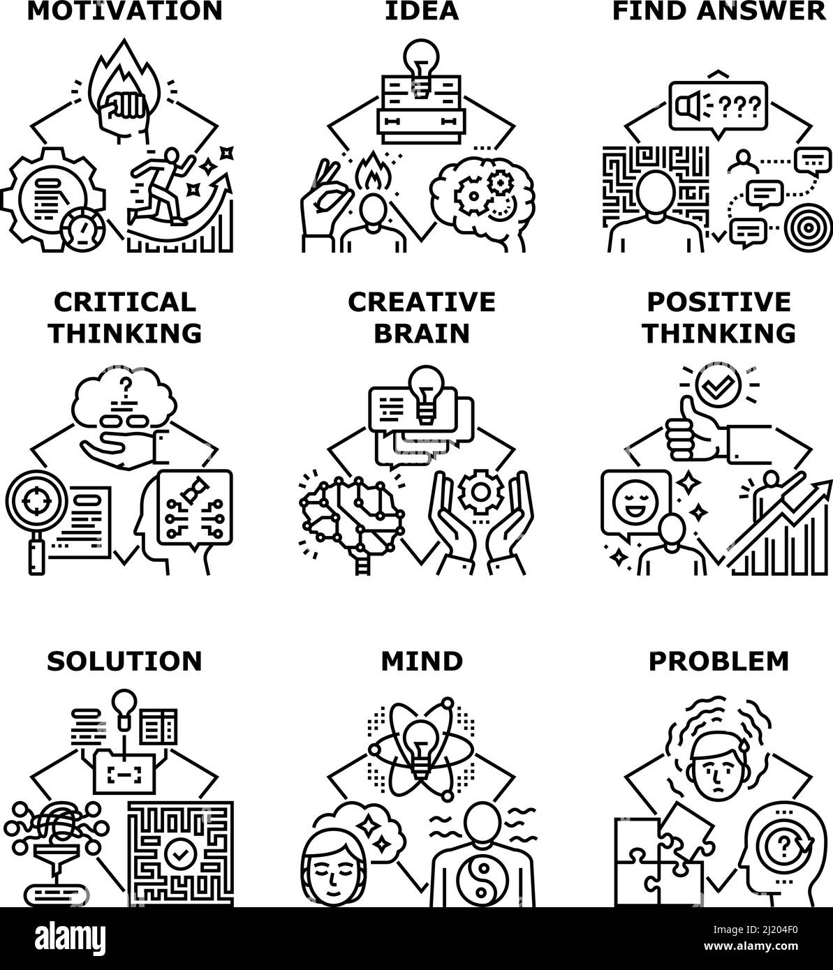 Creative Brain Set Icons Vector Illustrations Stock Vector Image & Art ...