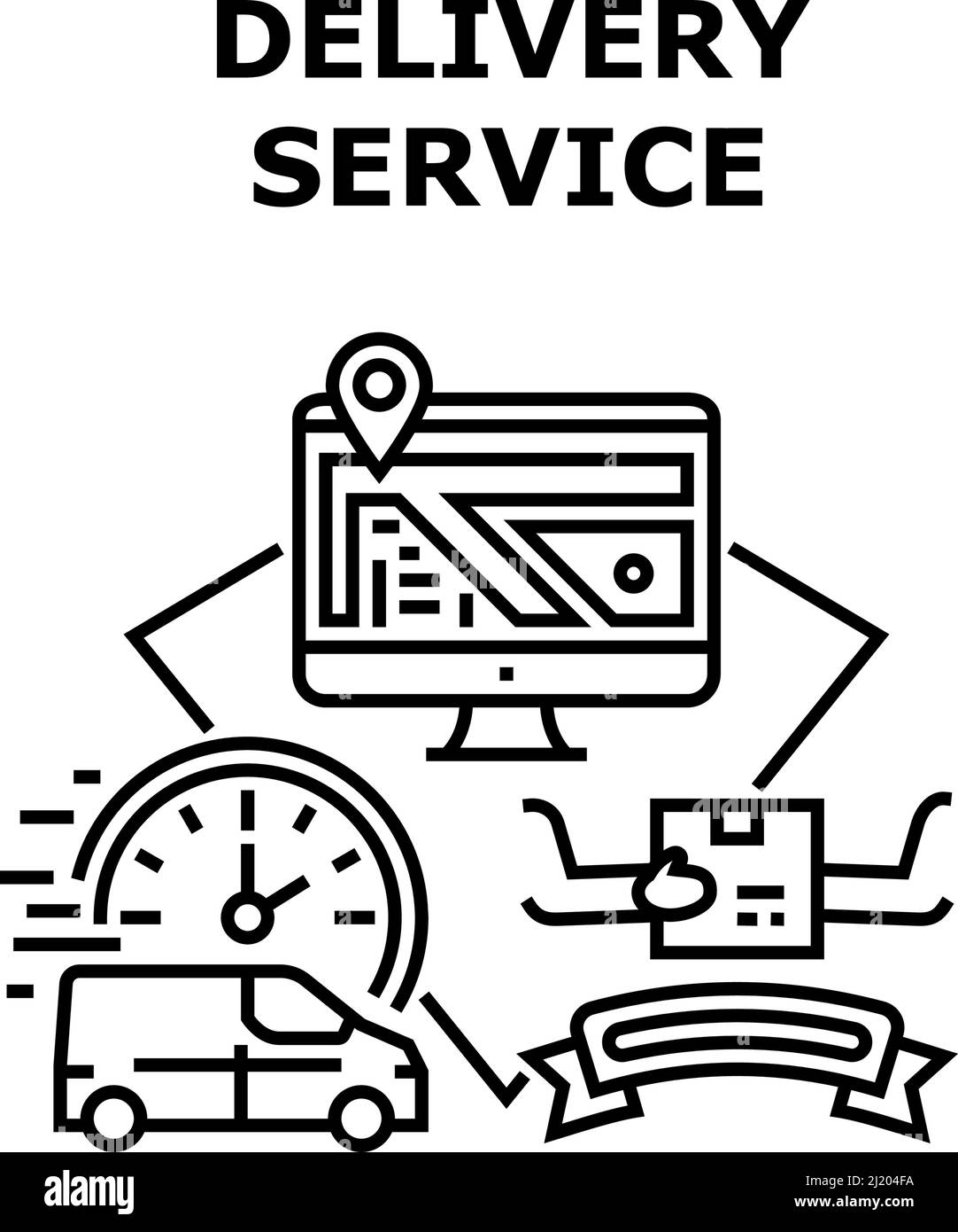 Delivery Service Vector Concept Black Illustration Stock Vector Image ...